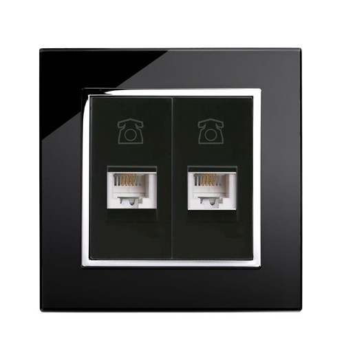 Retrotouch RJ11 Dual Telephone Socket Black at UK Electrical Supplies