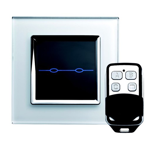 Retrotouch Crystal 2 Gang Touch & Remote Light Switch White Chrome Trim ...