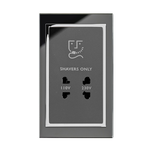 Retrotouch Crystal Black Chrome Trim Shaver Socket | UKES