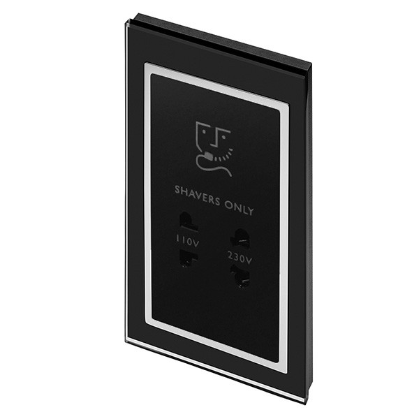 Retrotouch Crystal Black Chrome Trim Shaver Socket | UKES
