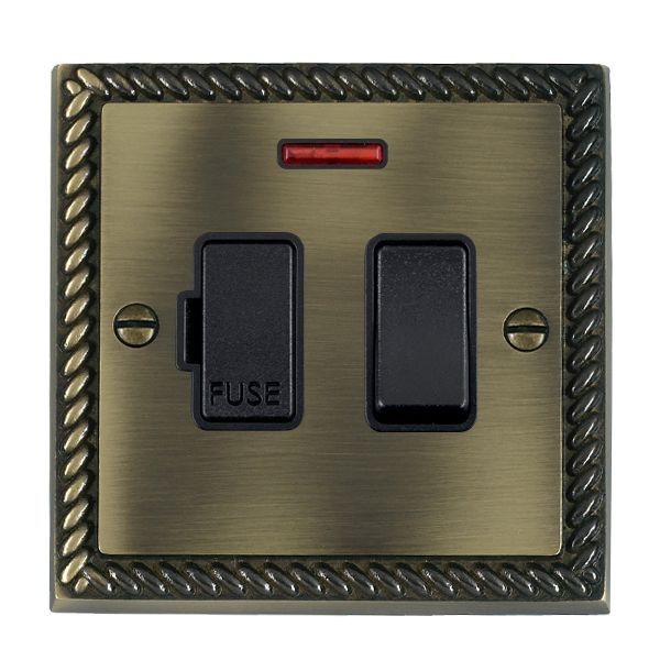 Hamilton Cheriton Georgian Antique Brass 13A Double Pole Switched Fused ...