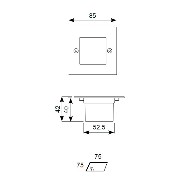 Ansell Lighting Cool White LED Square Recessed Wall Light | UKES