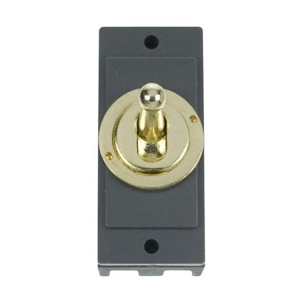Click MiniGrid Polished Brass 2 Way 10AX Toggle Switch Module | UKES