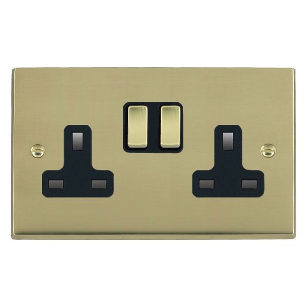 Hamilton Cheriton Victorian Polished Brass 2 Gang 13A Double Pole ...