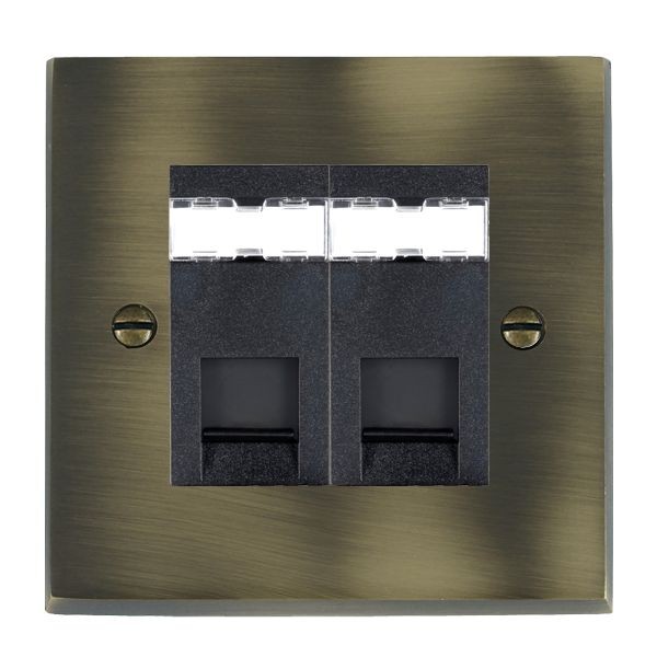 Hamilton Cheriton Victorian Antique Brass 2 Gang Unshielded RJ45 CAT 5E ...