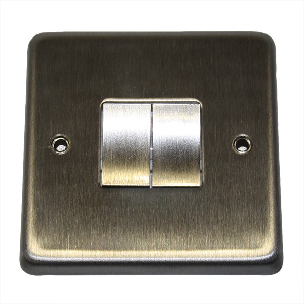 Eurolite Stainless Steel Satin Stainless 2 Gang 10amp 2way Switch with ...