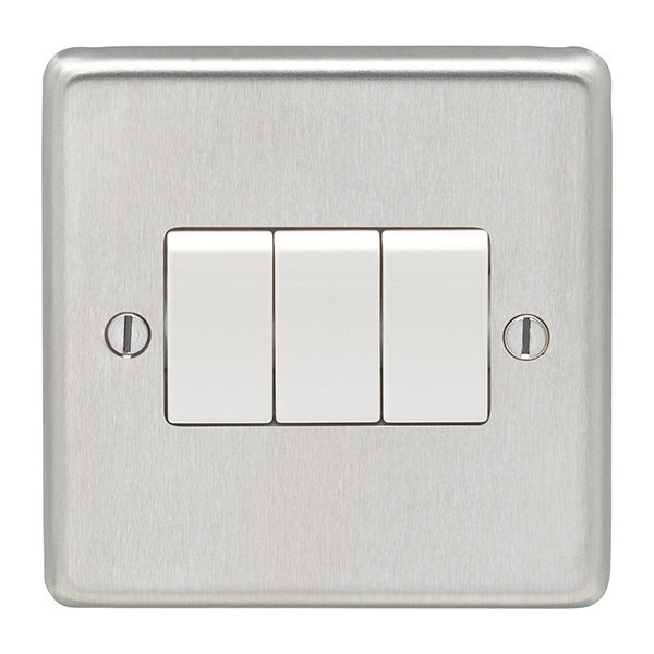 Eurolite Stainless Steel SSS3SW-W Satin Stainless 3 Gang 10amp 2way ...