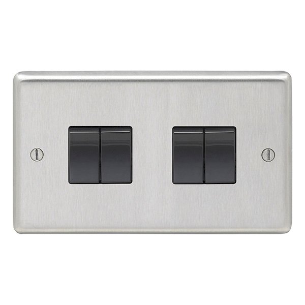 Eurolite Stainless Steel SSS4SW-B Satin Stainless 4 Gang 10amp 2way ...