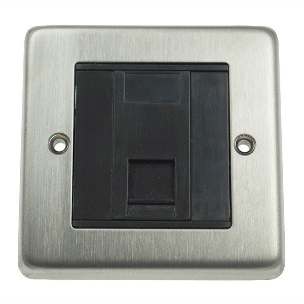 Eurolite Stainless Steel Satin Stainless 1 Gang Data Socket with Black ...