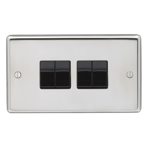 Eurolite Stainless Steel PSS4SW-B Polished Stainless 4 Gang 10amp 2way ...