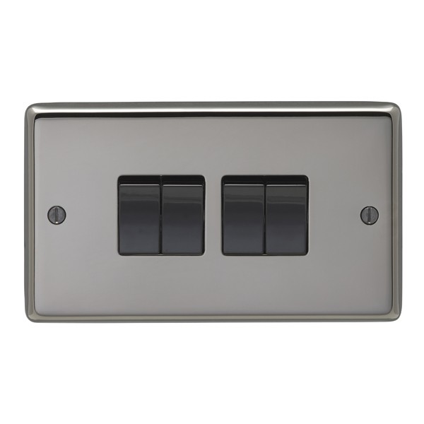 Eurolite Stainless Steel BN4SW-B Black Nickel 4 Gang 10amp 2way Switch ...