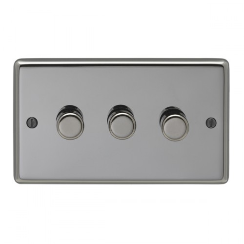 Eurolite Stainless Steel BN3DLED Black Nickel 3 Gang 120w LED Dimmer ...