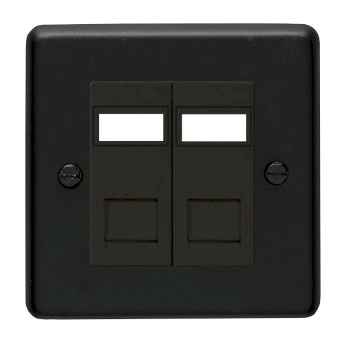 Eurolite Stainless Steel MB2RJ45-B Matt Black 2 Gang Data Socket with ...