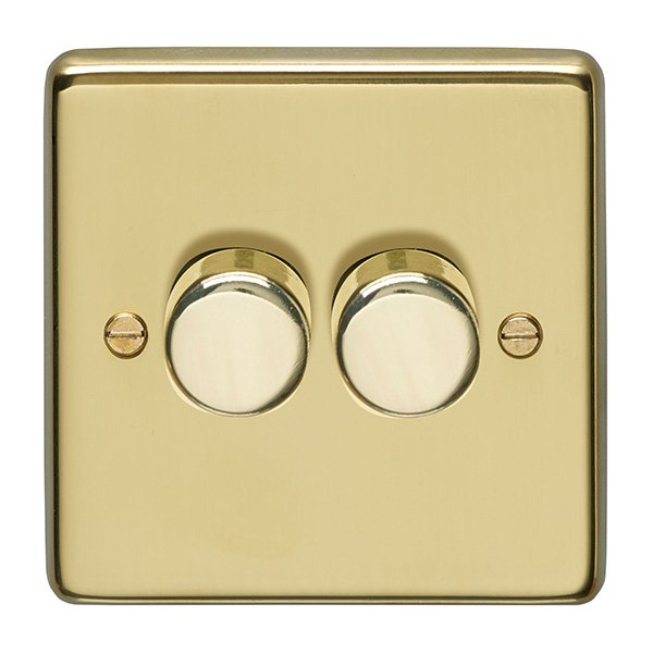 Eurolite Stainless Steel PB2D400 Polished Brass 2 Gang 400w Dimmer ...