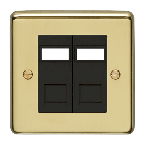 Eurolite Stainless Steel PB2RJ45-B Polished Brass 2 Gang Data Socket ...