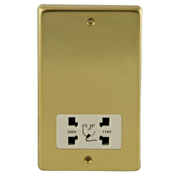 Eurolite Stainless Steel PBSHS-W Polished Brass 2 Gang Dual Voltage ...