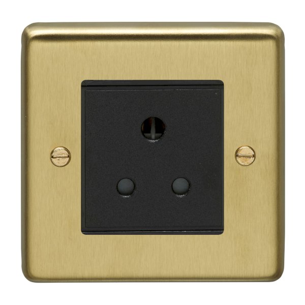 Eurolite Stainless Steel Satin Brass 1 Gang 5amp Unswitched Socket with ...