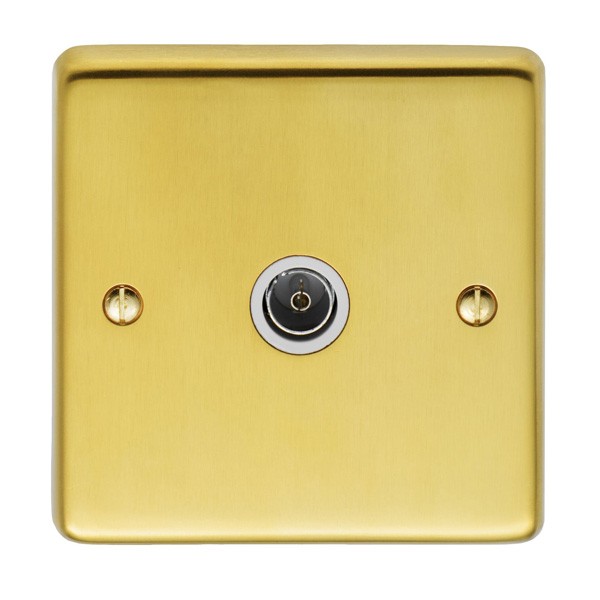 Eurolite Stainless Steel SB1TV-W Satin Brass 1 Gang TV Outlet with ...