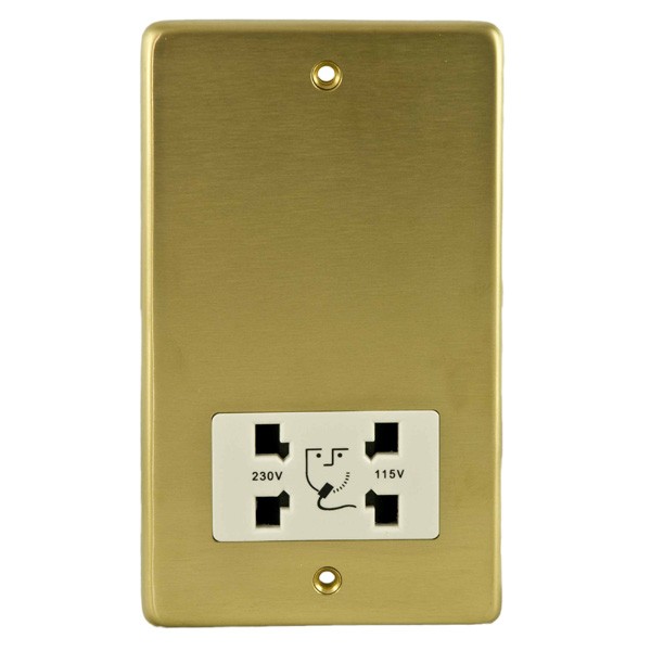 Eurolite Stainless Steel SBSHS-W Satin Brass 2 Gang Dual Voltage Shaver ...
