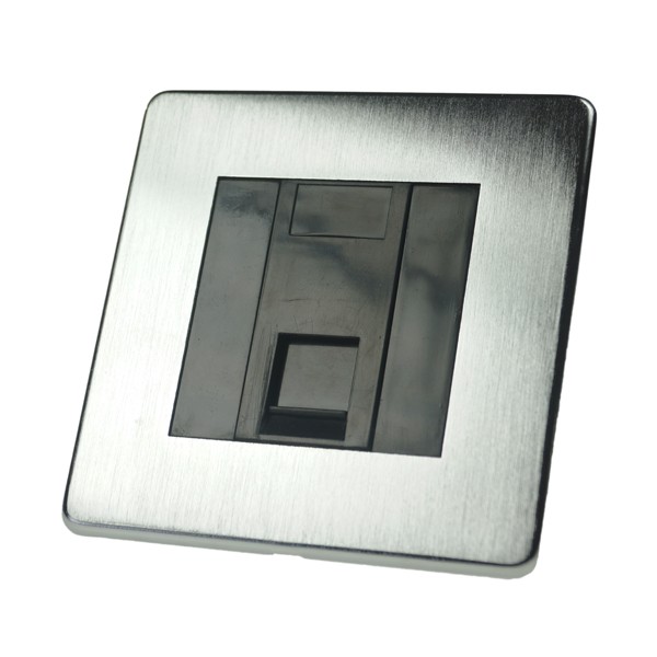 Eurolite Concealed Fix Flat Plate Satin Chrome 1 Gang Data Socket with ...