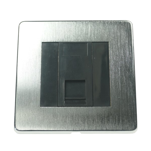 Eurolite Concealed Fix Flat Plate Satin Chrome 1 Gang Data Socket with ...
