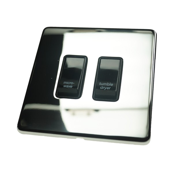 Eurolite Concealed Fix Flat Plate CPC2ENGRAVED-B Polished Chrome 2 Gang ...