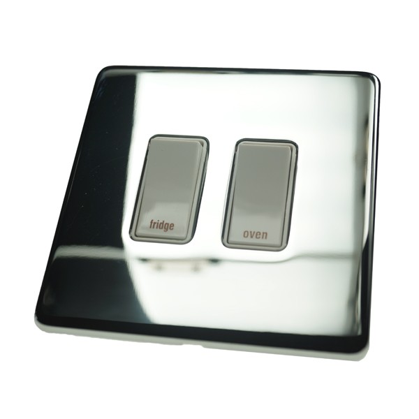 Eurolite Concealed Fix Flat Plate Polished Chrome 2 Gang 20amp Double ...