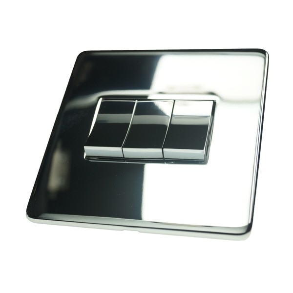 Eurolite Concealed Fix Flat Plate Polished Chrome 3 Gang 10amp 2way ...