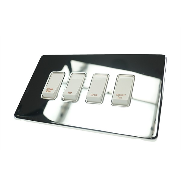 Eurolite Concealed Fix Flat Plate Polished Chrome 4 Gang 20amp Double ...