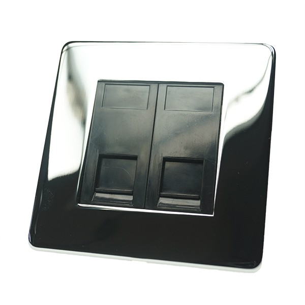 Eurolite Concealed Fix Flat Plate Polished Chrome 2 Gang Data Socket ...