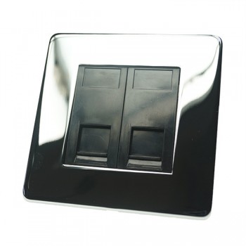 Eurolite Concealed Fix Flat Plate Polished Chrome 2 Gang Data Socket ...