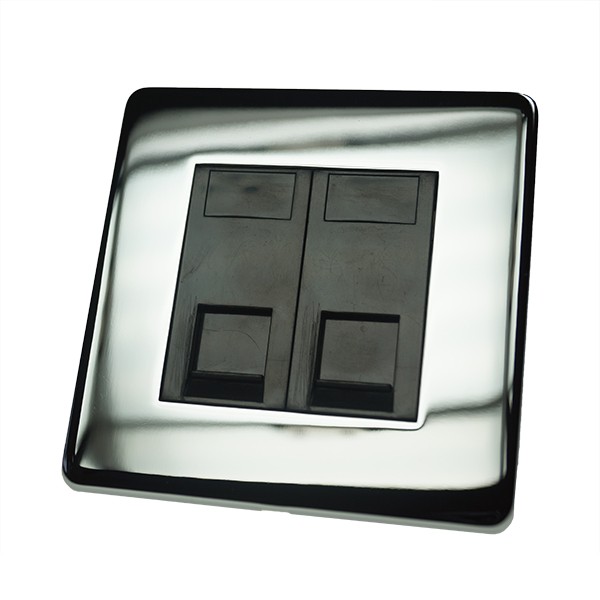 Eurolite Concealed Fix Flat Plate Polished Chrome 2 Gang Data Socket ...