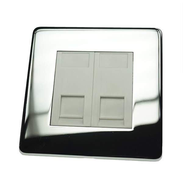 Eurolite Concealed Fix Flat Plate Polished Chrome 2 Gang Data Socket ...