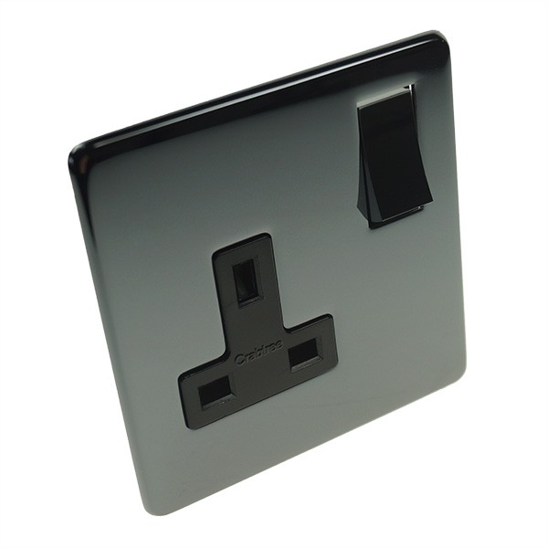 Eurolite Concealed Fix Flat Plate Black Nickel 1 Gang 13amp Double Pole ...