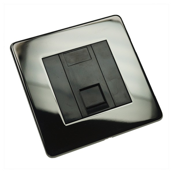Eurolite Concealed Fix Flat Plate Black Nickel 1 Gang Data Socket with ...