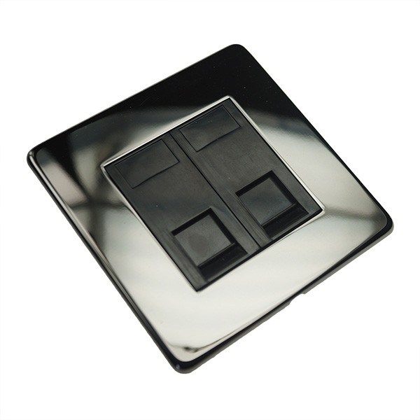 Eurolite Concealed Fix Flat Plate Black Nickel 2 Gang Data Socket with ...