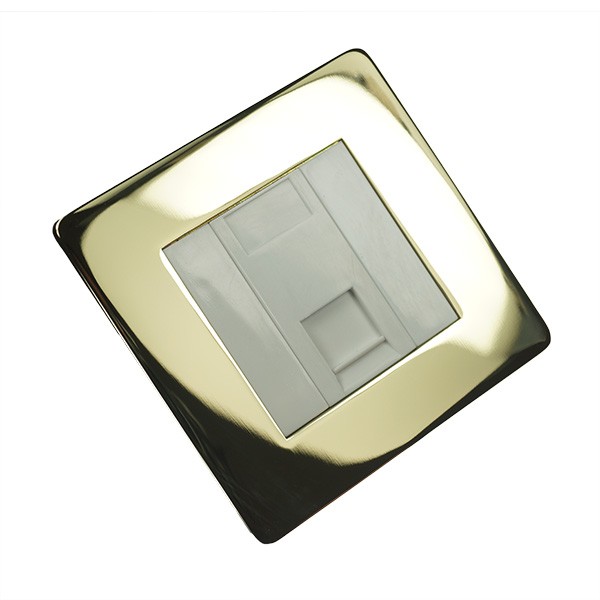 Eurolite Concealed Fix Flat Plate Polished Brass 1 Gang Data Socket ...