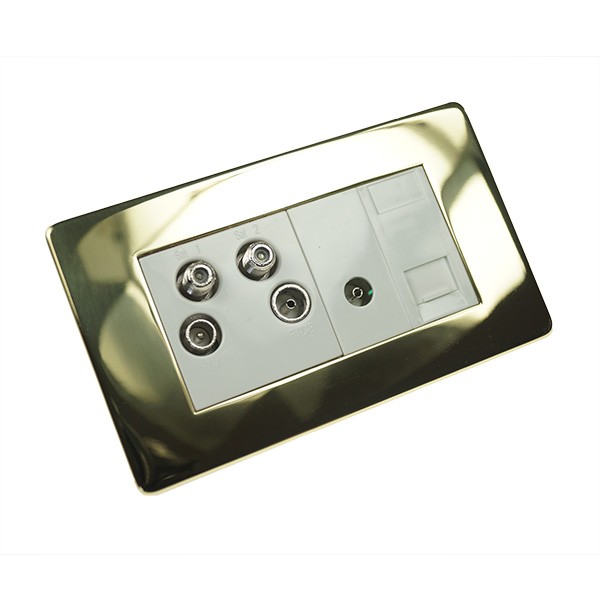 Eurolite Concealed Fix Flat Plate CPBSKY+-W Polished Brass 2 Gang Sky ...