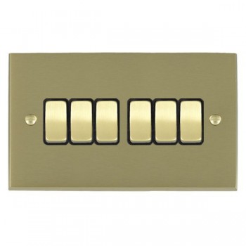 Hamilton Cheriton Victorian Satin Brass 6 Gang 10AX 2 Way Switch with ...