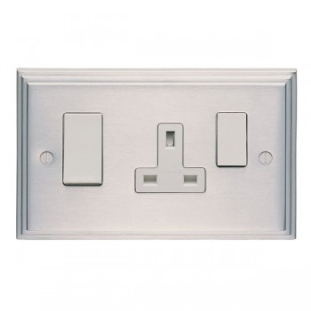 Eurolite Stepped Edge Satin Chrome 2 Gang 45amp Double Pole Switch and ...