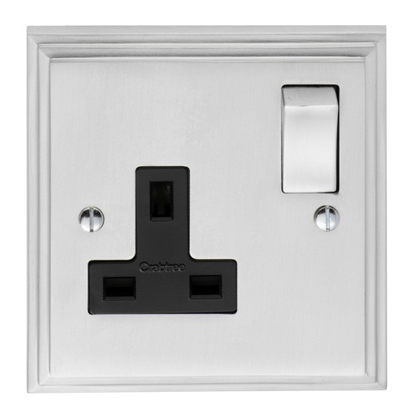 Eurolite Stepped Edge Satin Chrome 1 Gang 13amp DP Switched Socket with ...