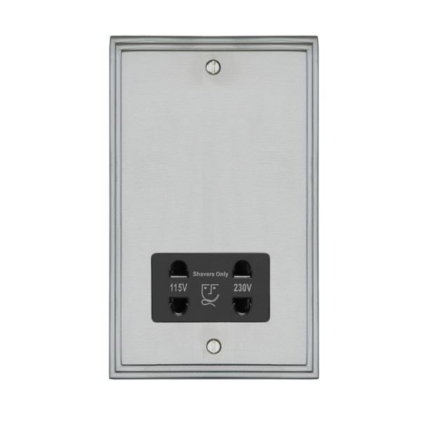 Eurolite Stepped Edge Satin Chrome 2 Gang Dual Voltage Shaver Socket ...