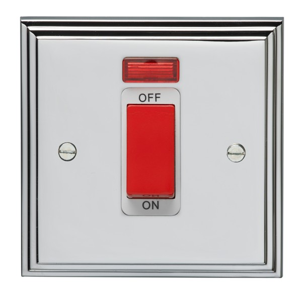 Eurolite Stepped Edge Polished Chrome 1 Gang 45amp Double Pole Cooker ...