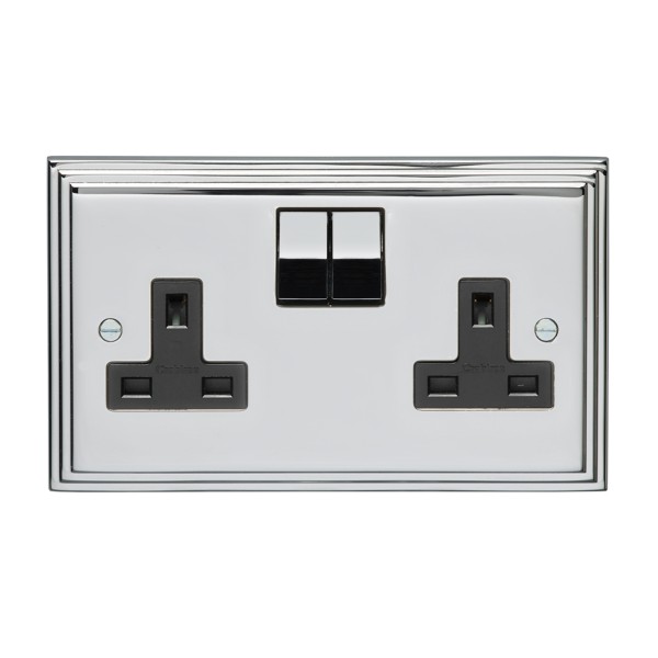 Eurolite Stepped Edge Polished Chrome 2 Gang 13amp Double Pole Switched ...