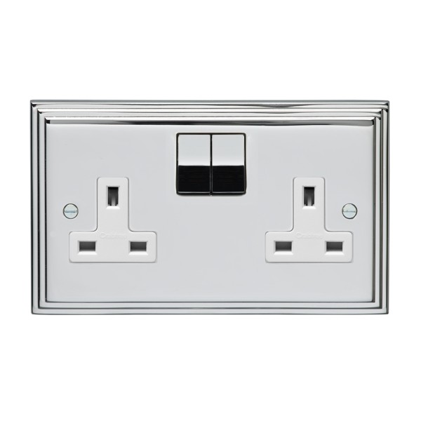 Eurolite Stepped Edge Polished Chrome 2 Gang 13amp Double Pole Switched ...