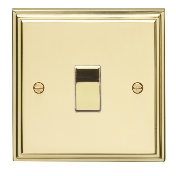Eurolite Stepped Edge Polished Brass 1 Gang 10amp 2way Switch with ...
