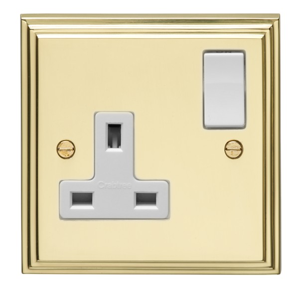 Eurolite Stepped Edge Polished Brass 1 Gang 13amp DP Switched Socket ...