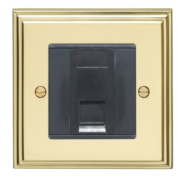 Eurolite Stepped Edge Polished Brass 1 Gang Data Socket with Black ...