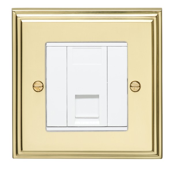 Eurolite Stepped Edge SPBRJ45-W Polished Brass 1 Gang Data Socket with ...