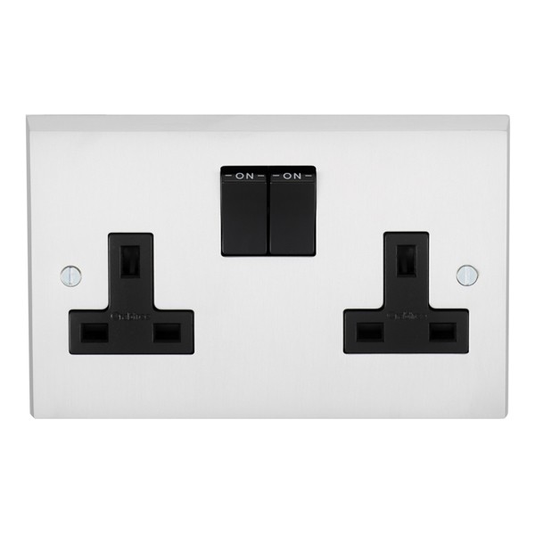 Eurolite Victorian Satin Chrome 2 Gang 13amp DP Switched Socket with ...